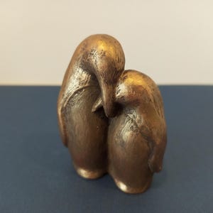 Penguin Couple Statue Bronze Finish | Anniversary Gift | Modern ...
