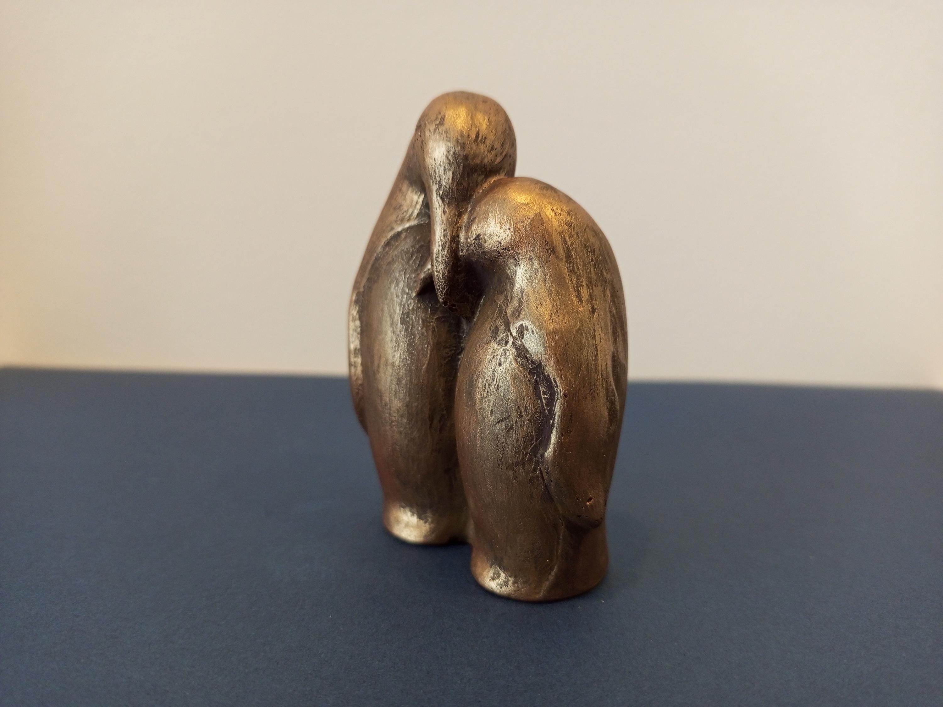 Penguin Couple Statue Bronze Finish | Anniversary Gift | Modern ...