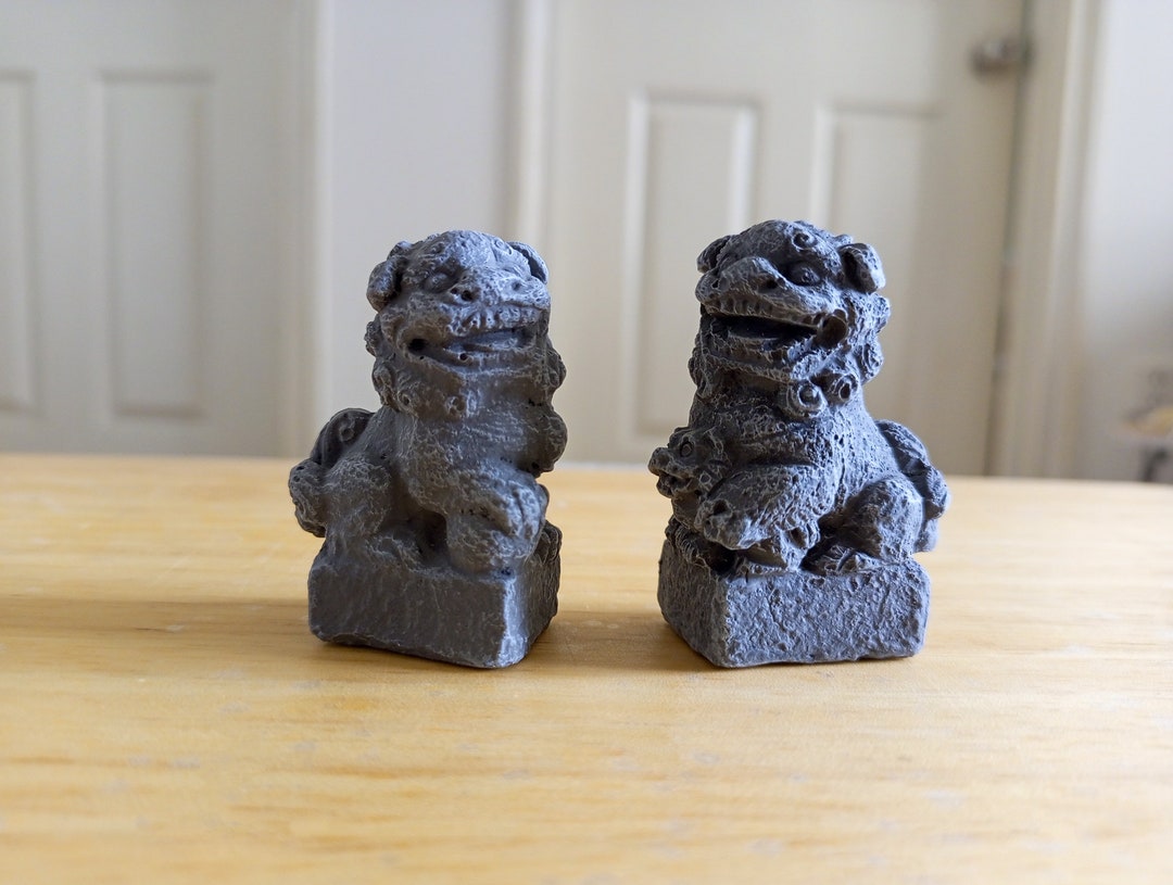 5cm Miniature Concrete Foo Dog Statue - Cute Foo Dog Lion - Oriental ...