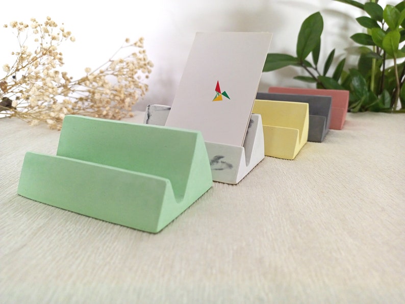 Concrete Business Card Holder for Desk Desk Accessories Business Card ...