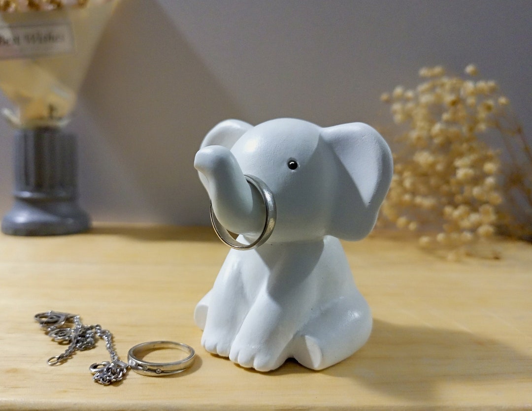 White Elephant Ring Holder Elephant Earring Holder Animal Ring Holder ...