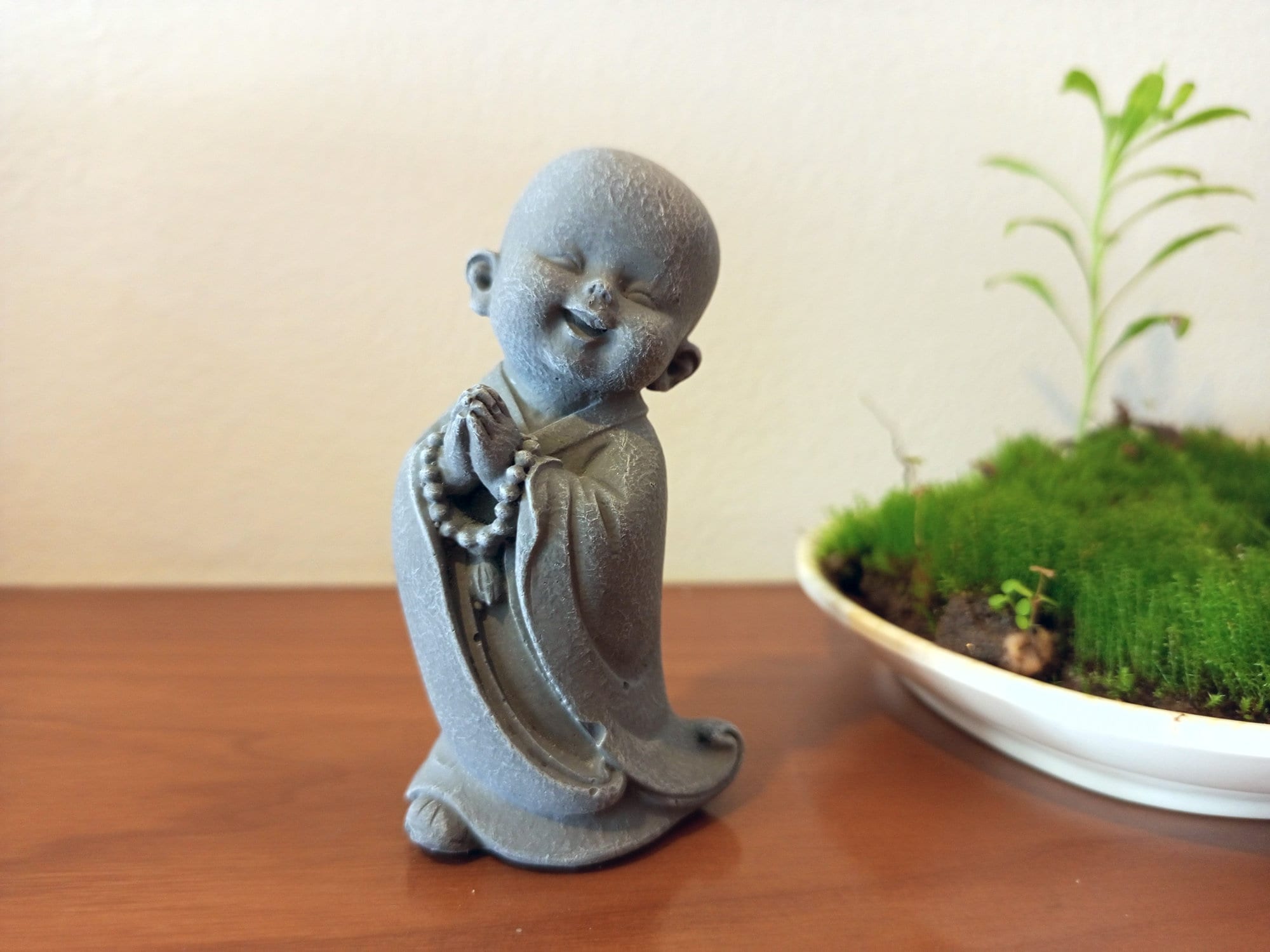 Litter Monk Stone Statue, Buddha Statue Stone Figurine, Zen Style ...