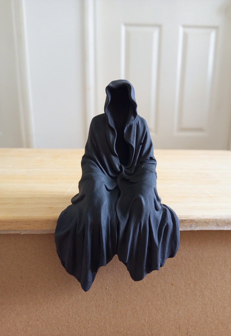 Black Sitting Death Statue Grim Reaper Figure Gothic - Etsy