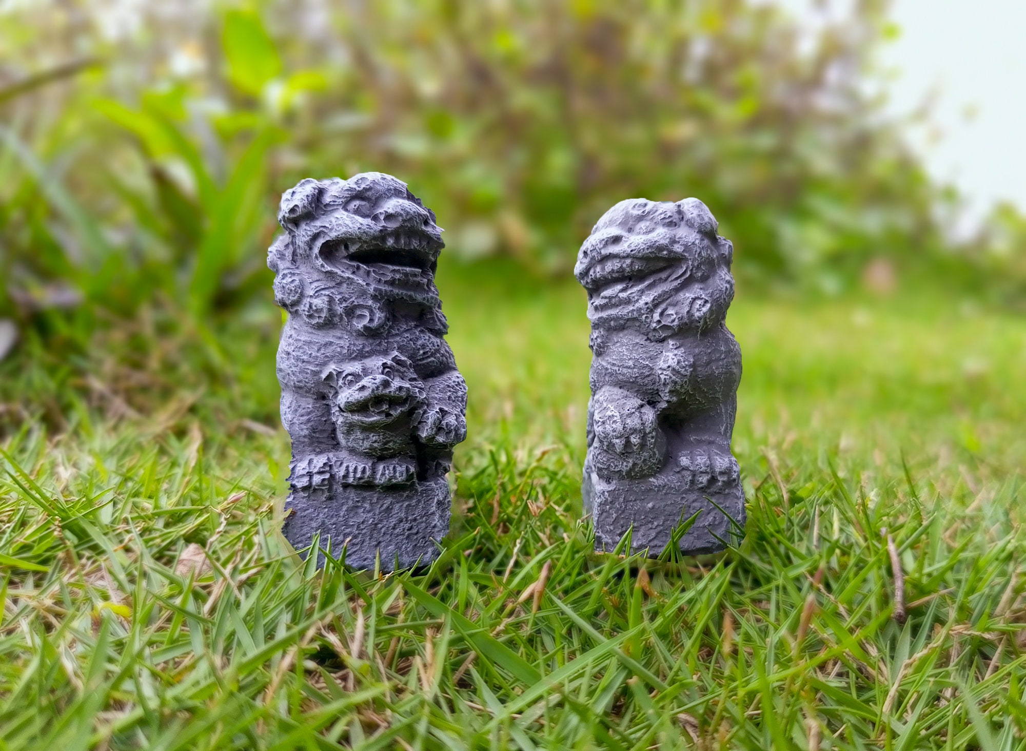 5cm Miniature Concrete Foo Dog Statue Cute Foo Dog Lion Oriental Foo ...