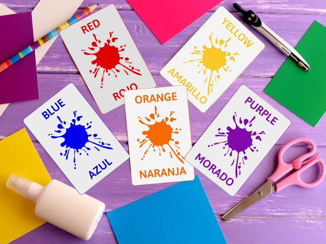 Printable Bilingual Colors Flash Cards English/spanish - Etsy