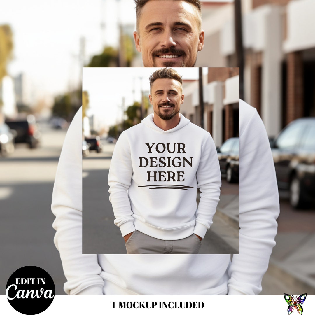 Gidlan Mockup, Male Model Mockup, White Male Mockup, White Hooded ...