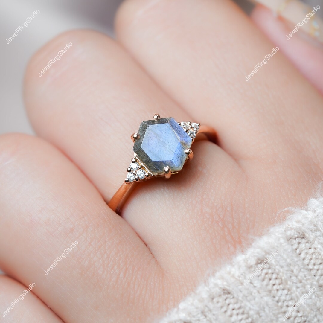 Natural Labradorite Ring / 14K Solid Gold Labradorite Ring / Gift for ...