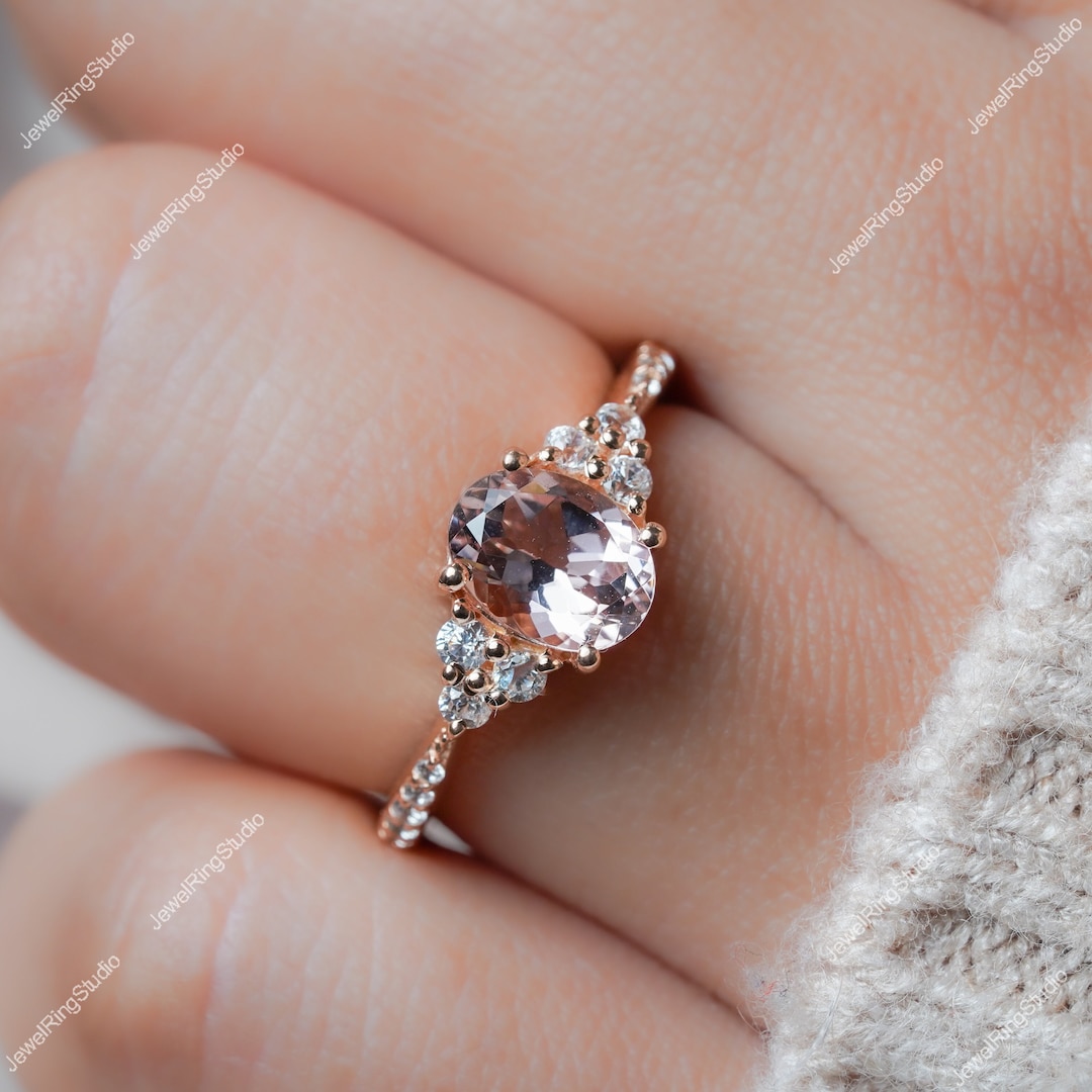 Natural Morganie Ring Morganite Gold Ring Gift for Her Morganite Ring ...