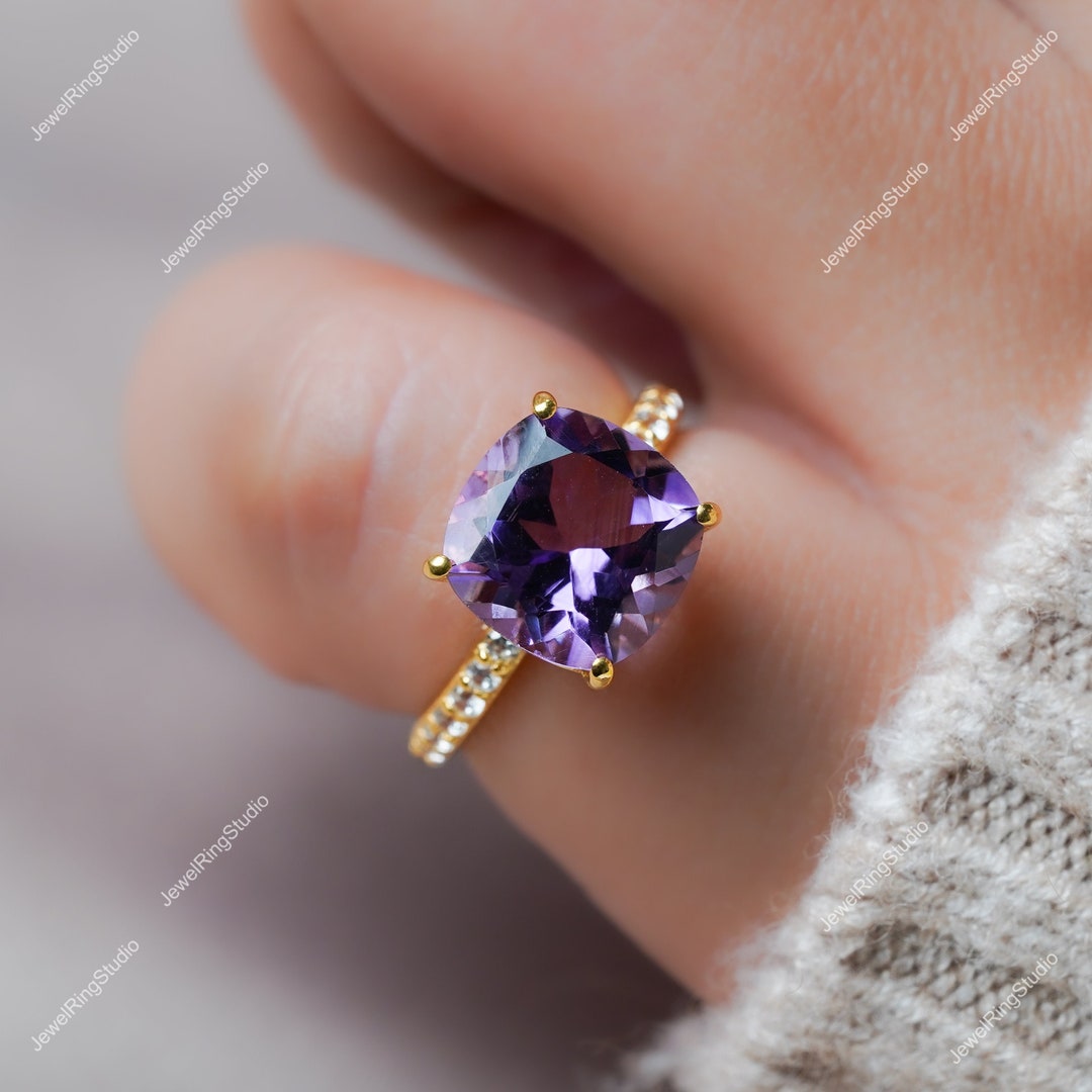 African Amethyst Ring Natural Amethyst Ring Gift for Her Amethyst Gold ...