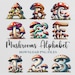 Mushrooms Letters Alphabet Numbers Cliparts Sublimation Tshirt Poster ...