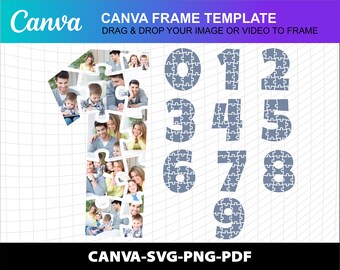 Number Photo Collage Canva Frame Template 0 1 2 3 4 5 6 7 8 9 Poster ...