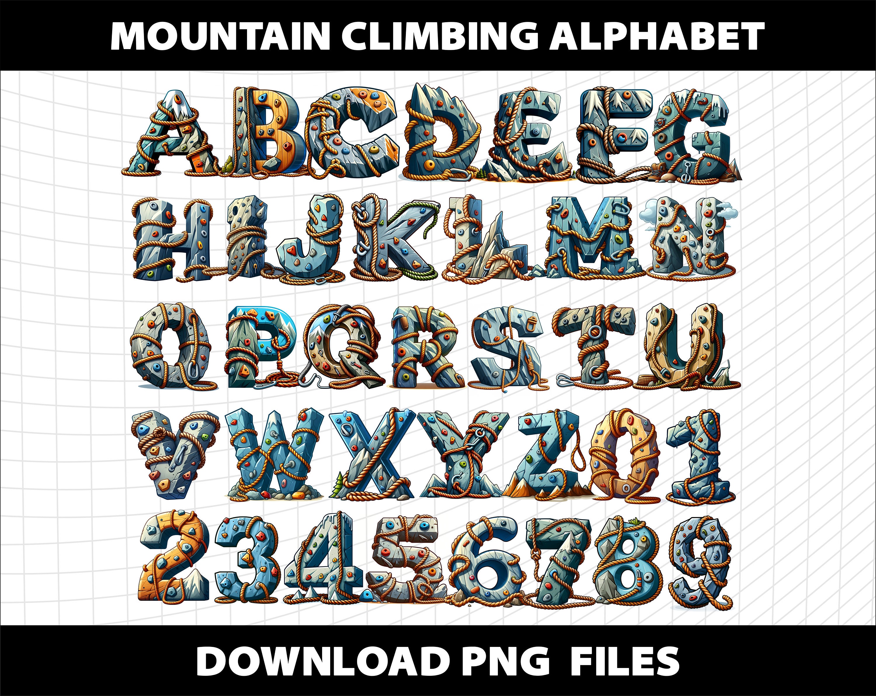 Montain Climbing Letters Alphabet Cliparts Font Montain Climbing Day ...