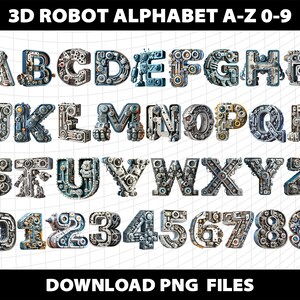 3d Robot Letters Alphabet Numbers Preschool Kindergarten Bundle PNG ...