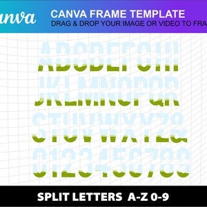 Split Half Alphabet Font Letters Blank Transparent Canva Frame Template ...