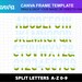 Split Half Alphabet Font Letters Blank Transparent Canva Frame Template ...