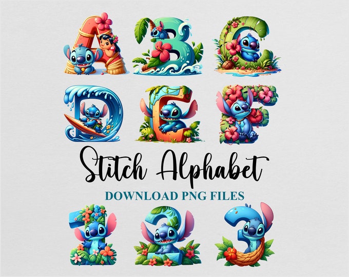 Lilo & Stitch Alphabet Font SVG PNG | Lilo Stitch Letters, Numbers ...