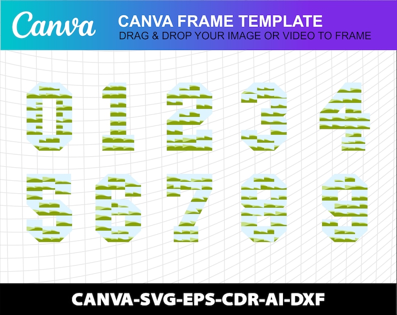 Photo Collage Number Canva Frame Template Full Editable Canva - Svg ...