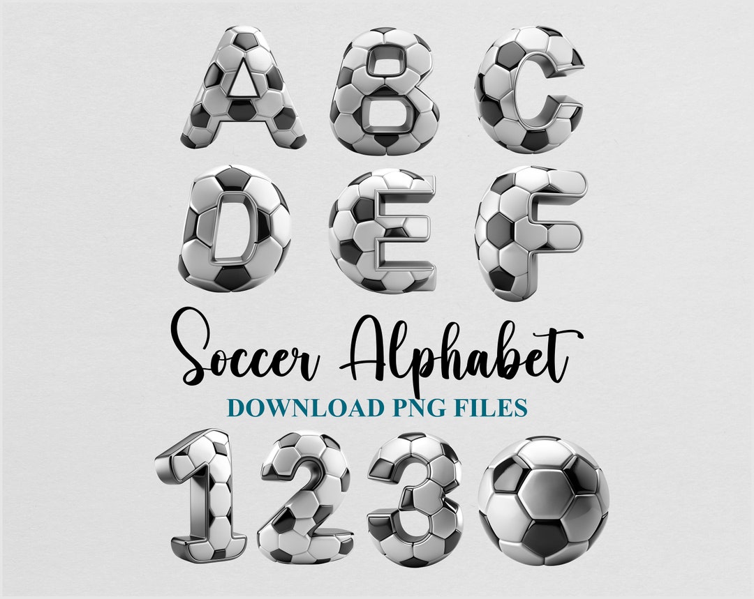 Soccer Alphabet Letters Sports Cliparts Sublimation PNG Doodle Design ...