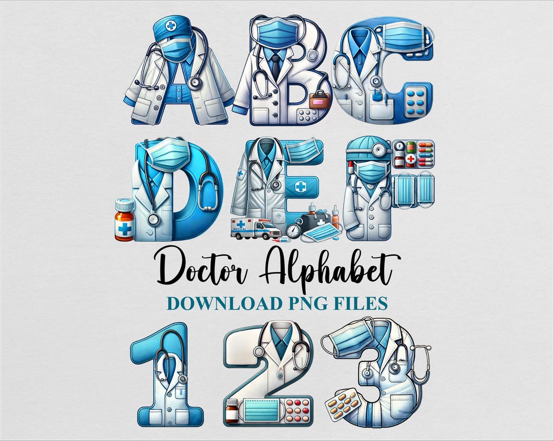 Doctor Letters Alphabet Font Clipart PNG Medical Emergency Job Health ...