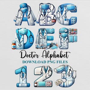 Doctor Letters Alphabet Font Clipart PNG Medical Emergency Job Health ...