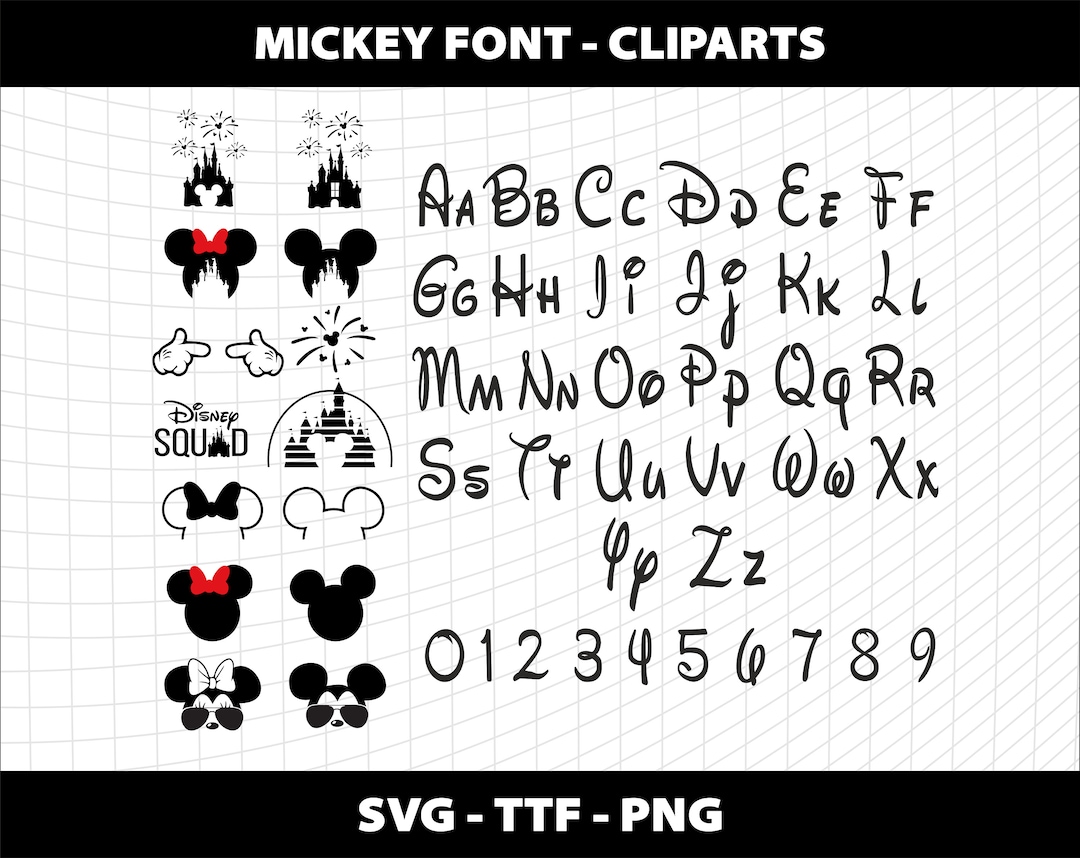 Mickey Mouse Font Cliparts Svg Ttf Alphabet Font Letters Birthday ...