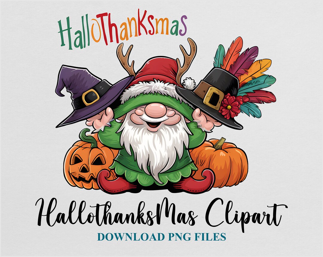 Happy Hallothanksmas Clipart Halloween Christmas Thanksgiving Day PNG ...