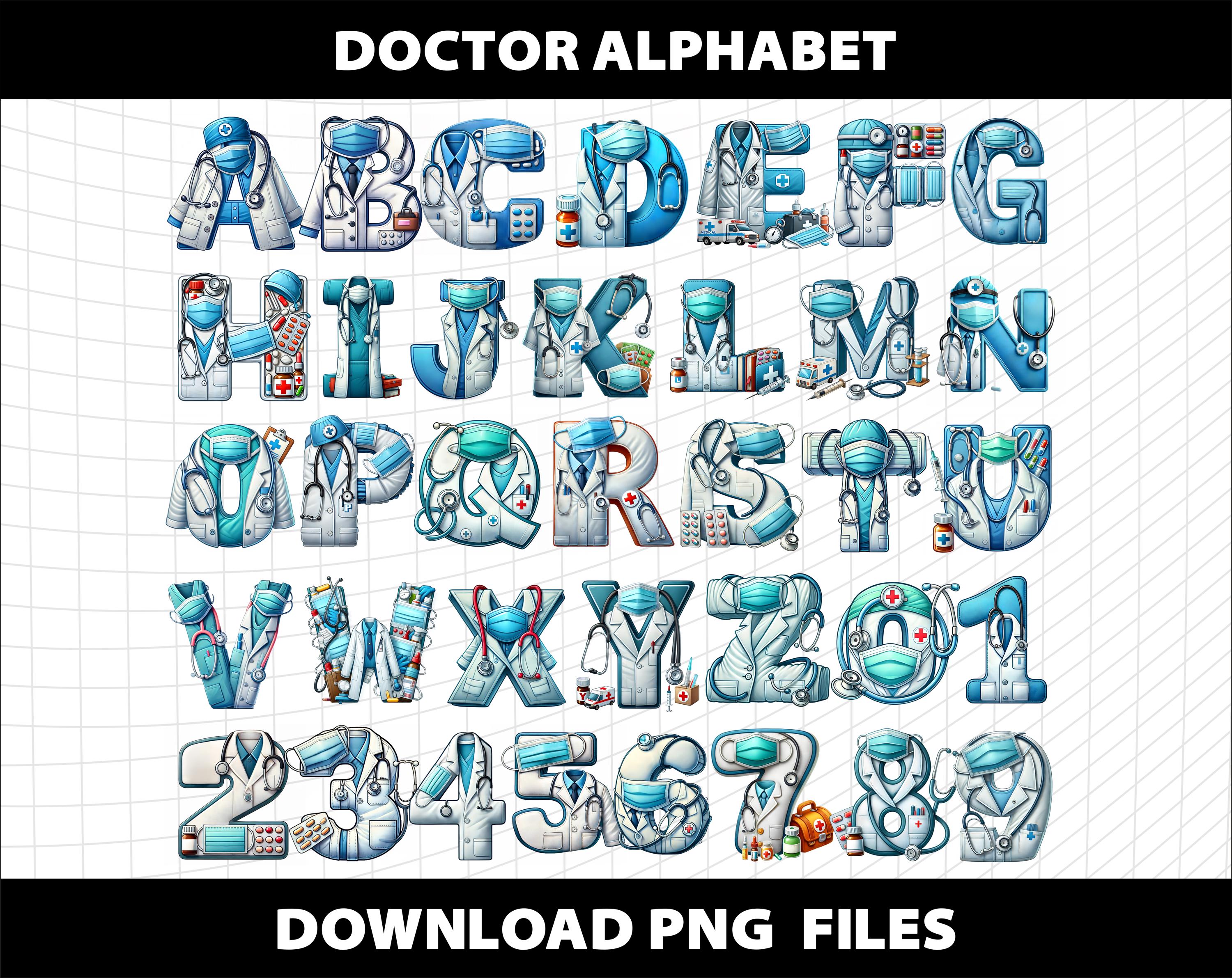 Doctor Letters Alphabet Font Clipart PNG Medical Emergency Job Health ...