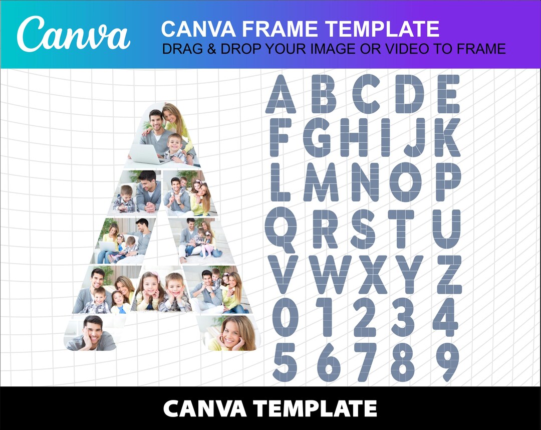 Alphabet Photo Collage Canva Frame Template A-Z Birthday Aniversary ...