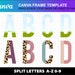 Half Alphabet Font Letters Blank Transparent Canva Frame Template Half ...
