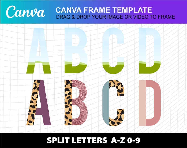 Half Alphabet Font Letters Blank Transparent Canva Frame - Etsy