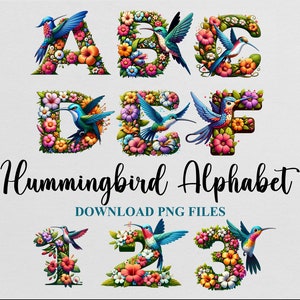 Hummingbird Forest Bird Letters Alphabet Cliparts Watercolor ...