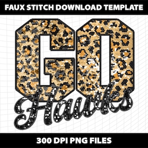 Go Hawks Faux Stitch Football Basketball Embroidery Sequin Glitter PNG ...