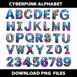 Cyberpunk Alphabet Letters Clipart Electronic Circuit Sublimation PNG ...
