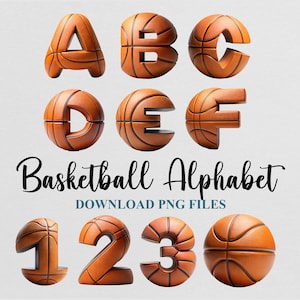 Basketball Alphabet Letters Sports Cliparts Sublimation PNG Doodle ...
