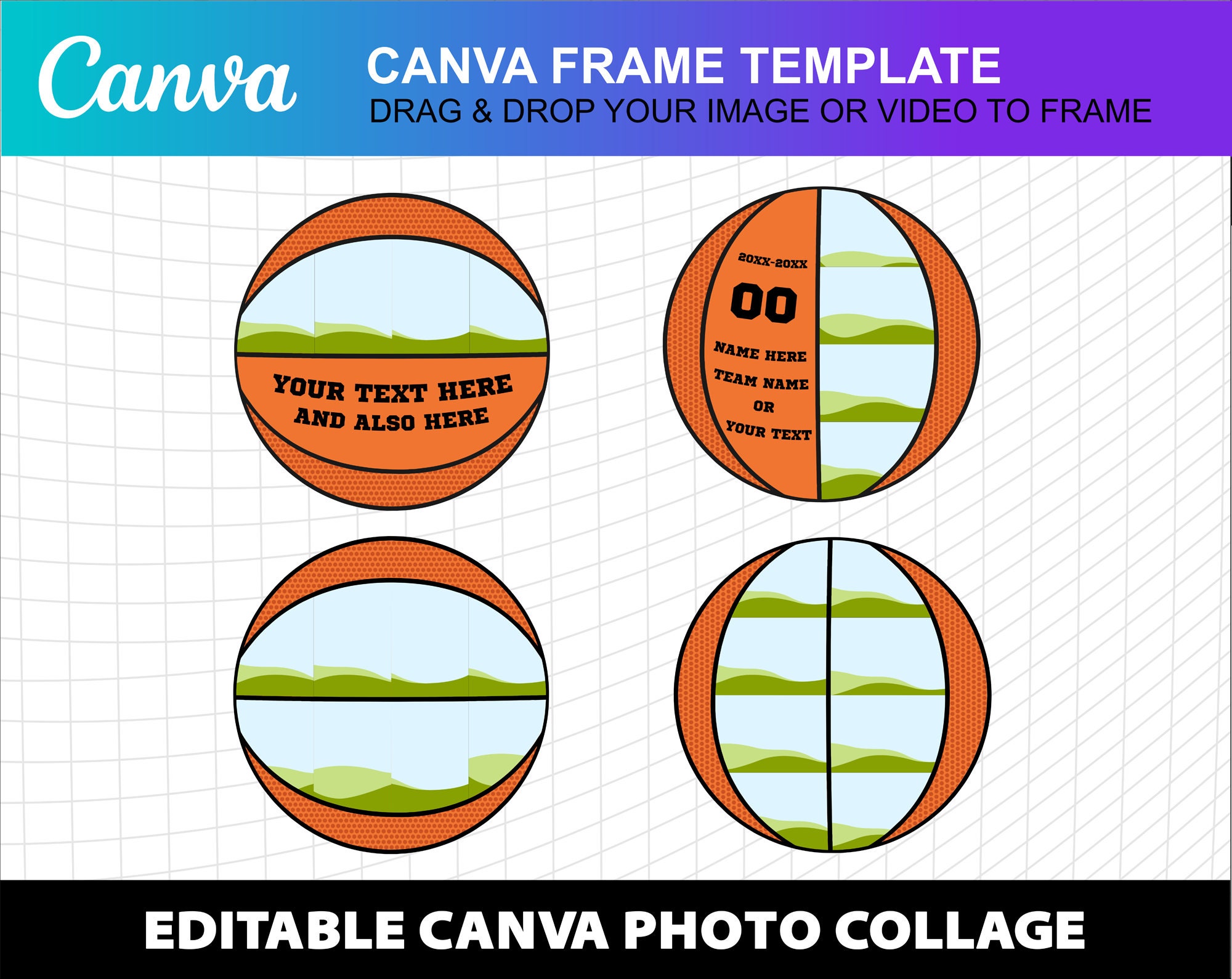 Basketball Photo Collage Canva Frame Template Canva Design Photo Fill ...