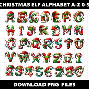 Christmas Elf Alphabet Letters Cliparts Sublimation PNG DTF Design ...