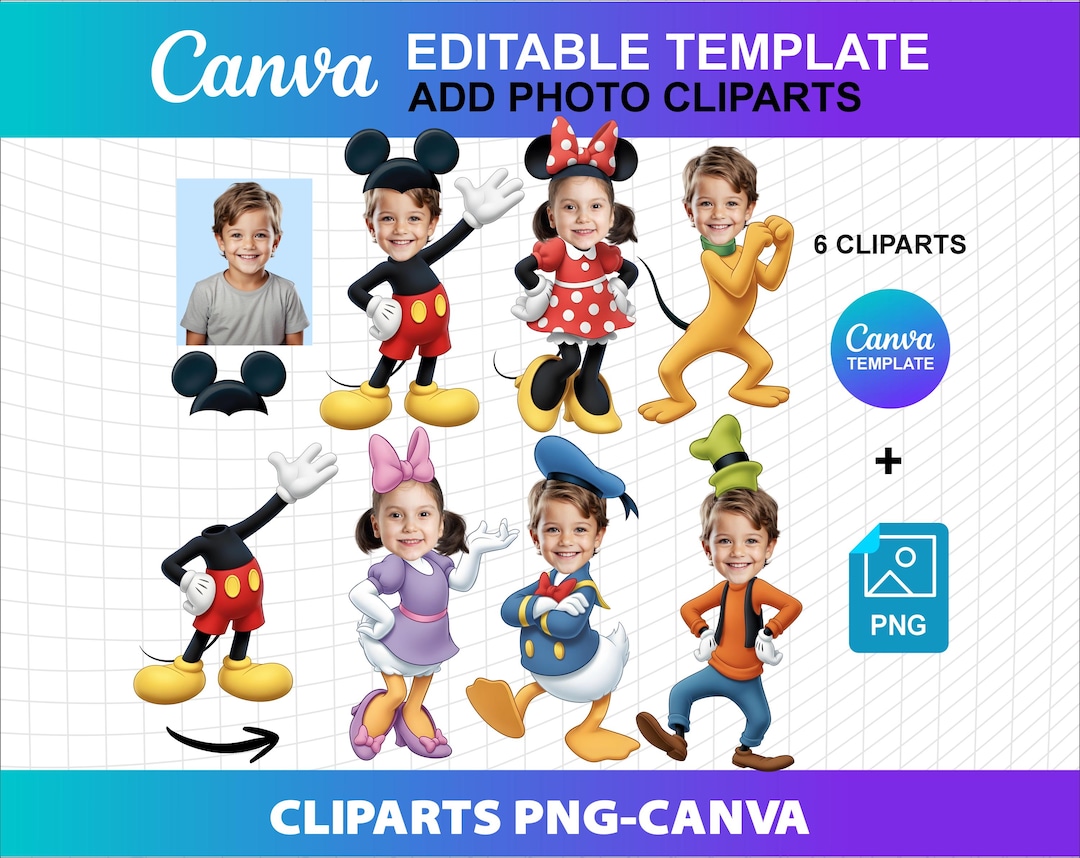 Mickey Mouse Ears Cliparts Custom Add Your Face Photo PNG Canva ...
