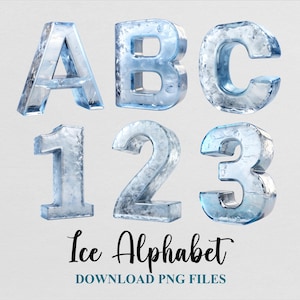 Ice Alphabet Letters Clipart Snow Sublimation PNG Doodle Design ...