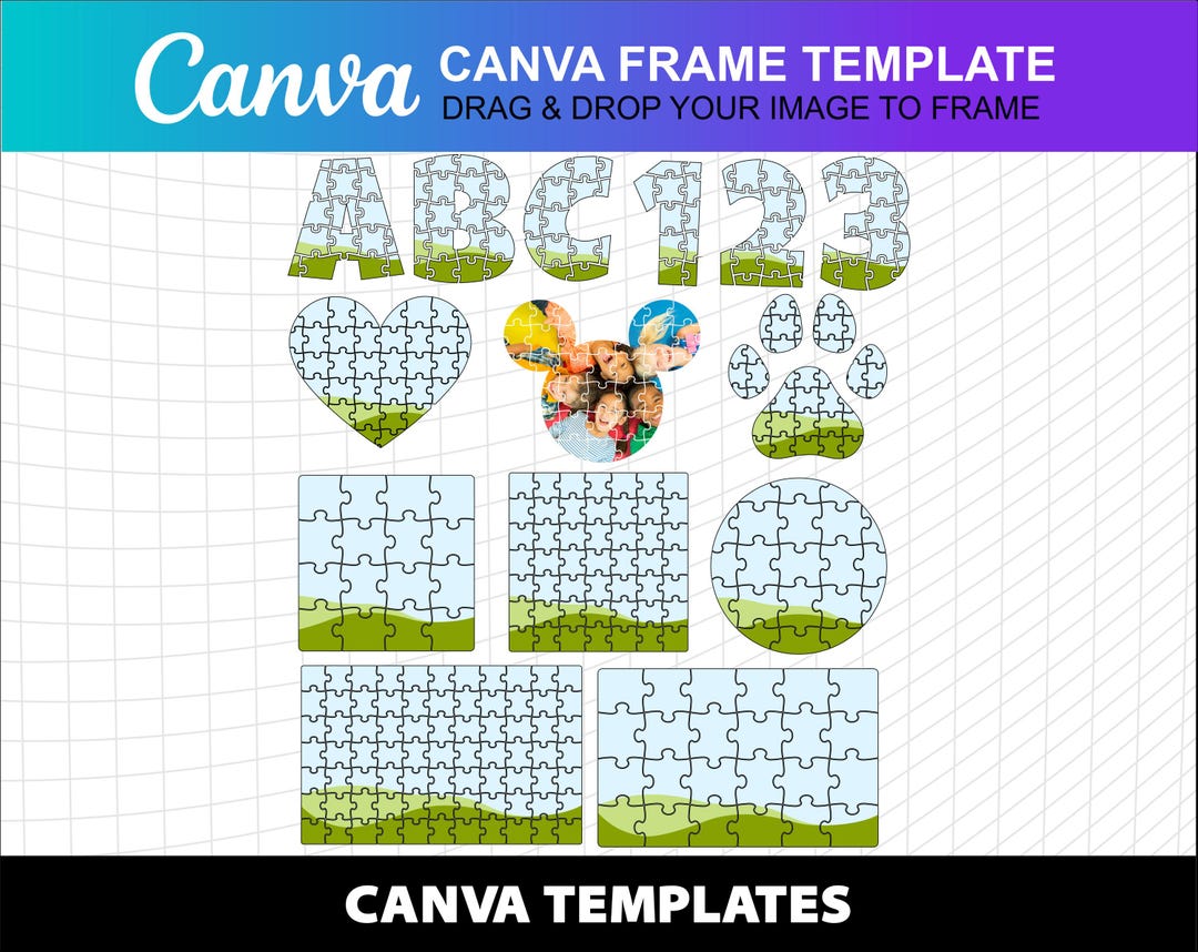 Canva Puzzle Frame Template Photo Collage Birthday Aniversary Memorial ...