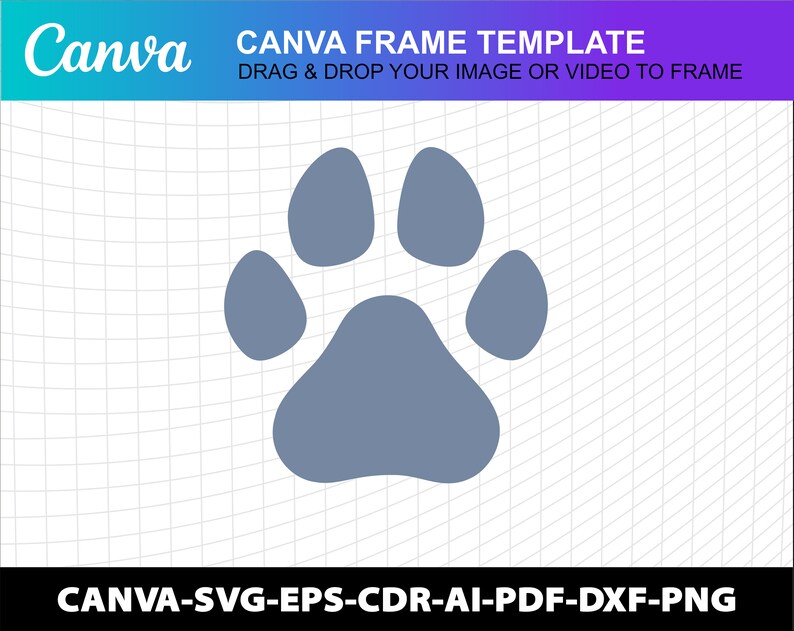 Paw Photo Collage Canva Frame Template Svg - Cdr - Ai - Canva Design ...