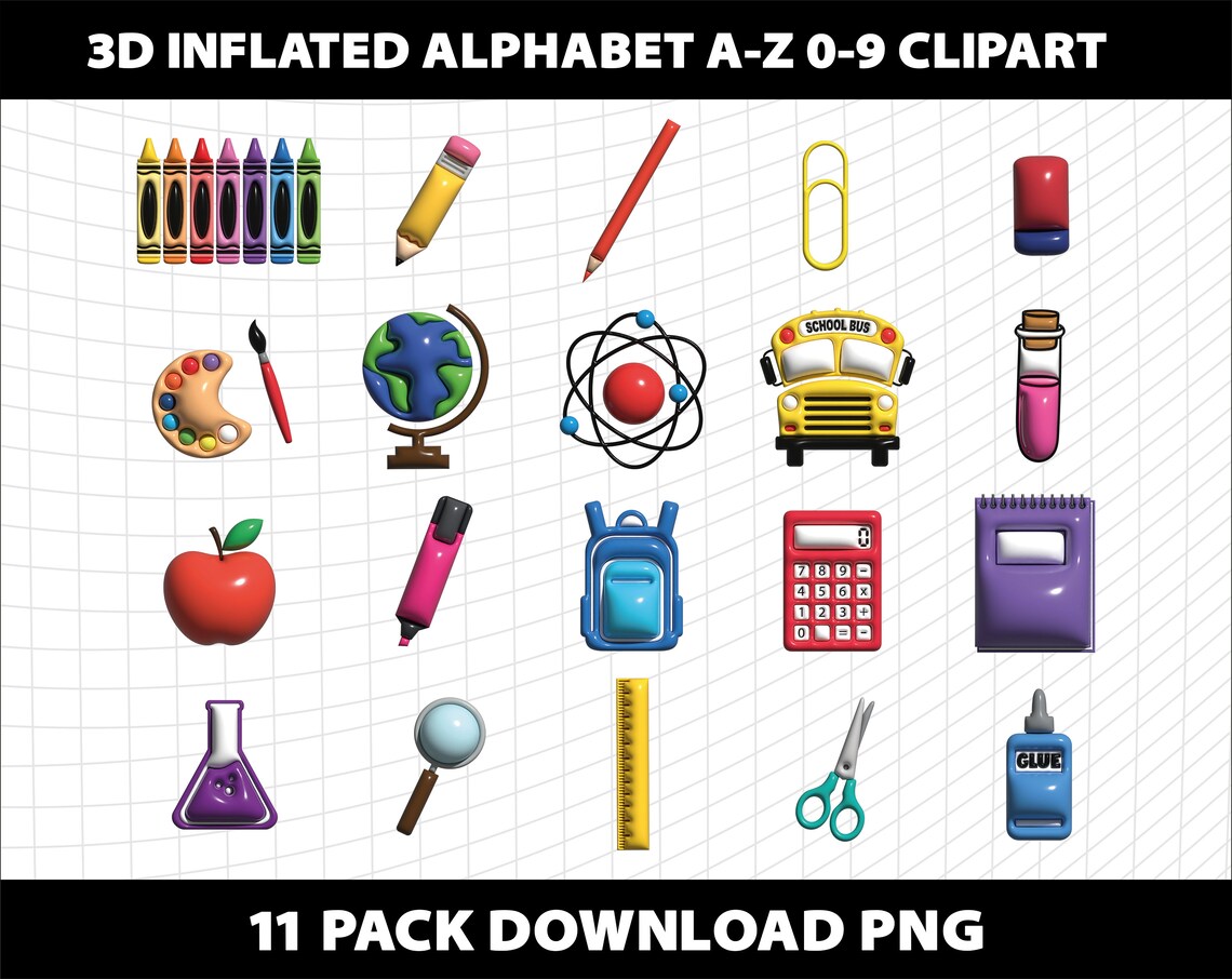 3d Inflated Puffy Back to School Teacher Letters Alphabet Numbers ...