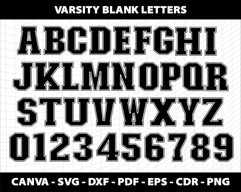 Canva Frame Template Varsity College Sports Blank Letters - Etsy
