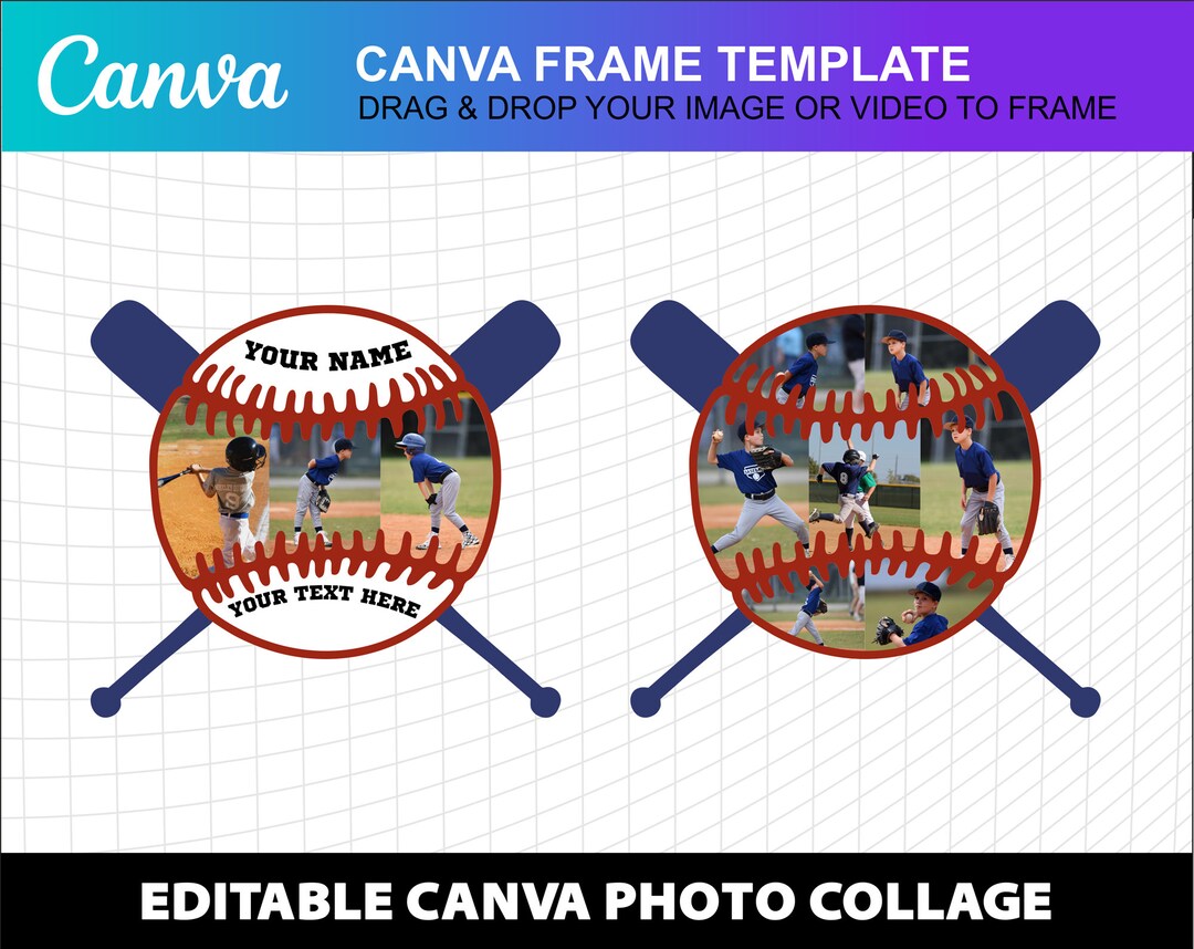 Baseball Softball Photo Collage Canva Frame Template Canva Design Photo ...