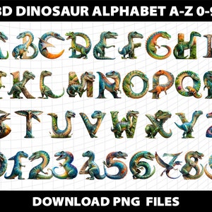 3d Dinosaur Letters Alphabet Numbers Preschool Kindergarten Bundle PNG ...