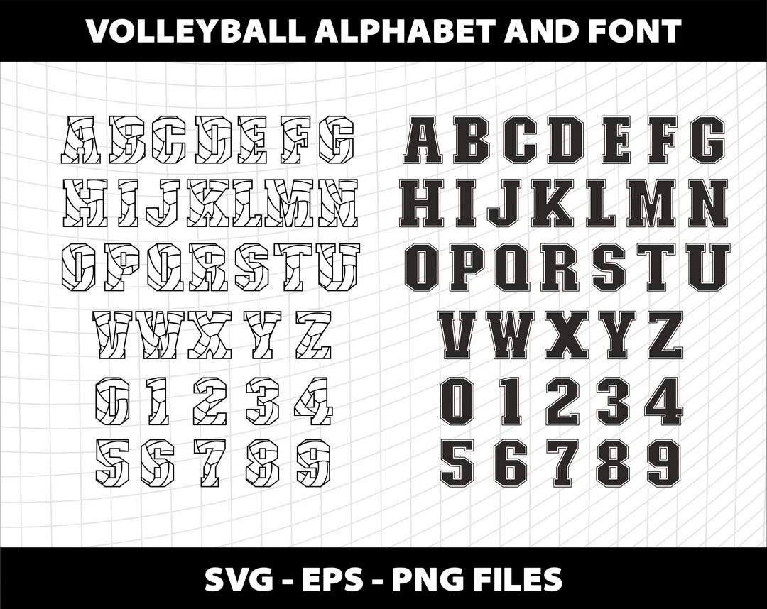 Volleyball Sports Alphabet Font Letters Svg Volleyball College Varsity ...