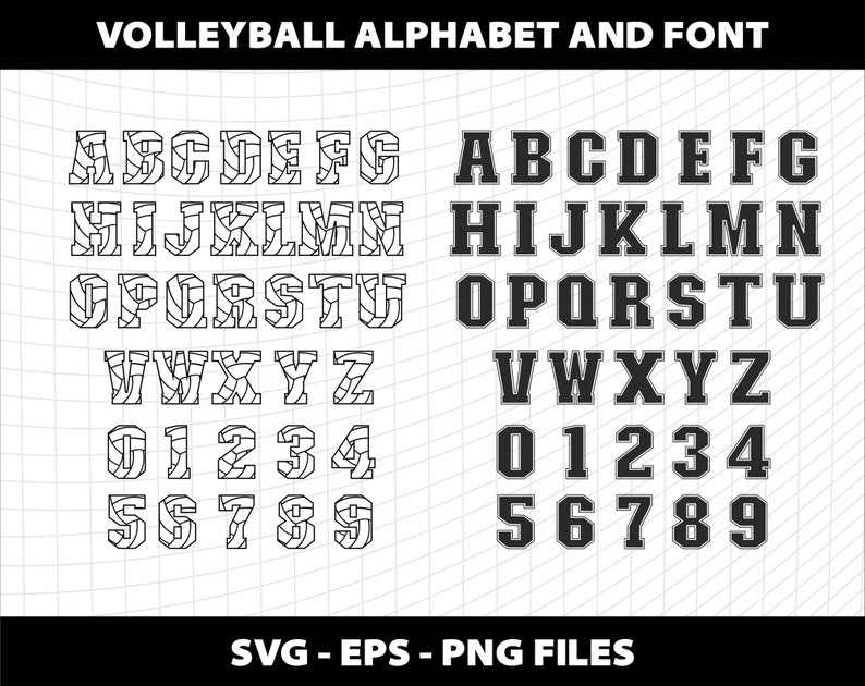 Volleyball Sports Alphabet Font Letters Svg Volleyball College Varsity ...