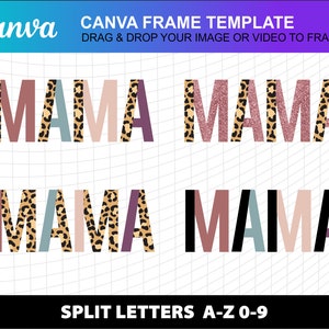 Half Alphabet Font Letters Blank Transparent Canva Frame Template Half ...