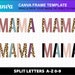 Half Alphabet Font Letters Blank Transparent Canva Frame Template Half ...