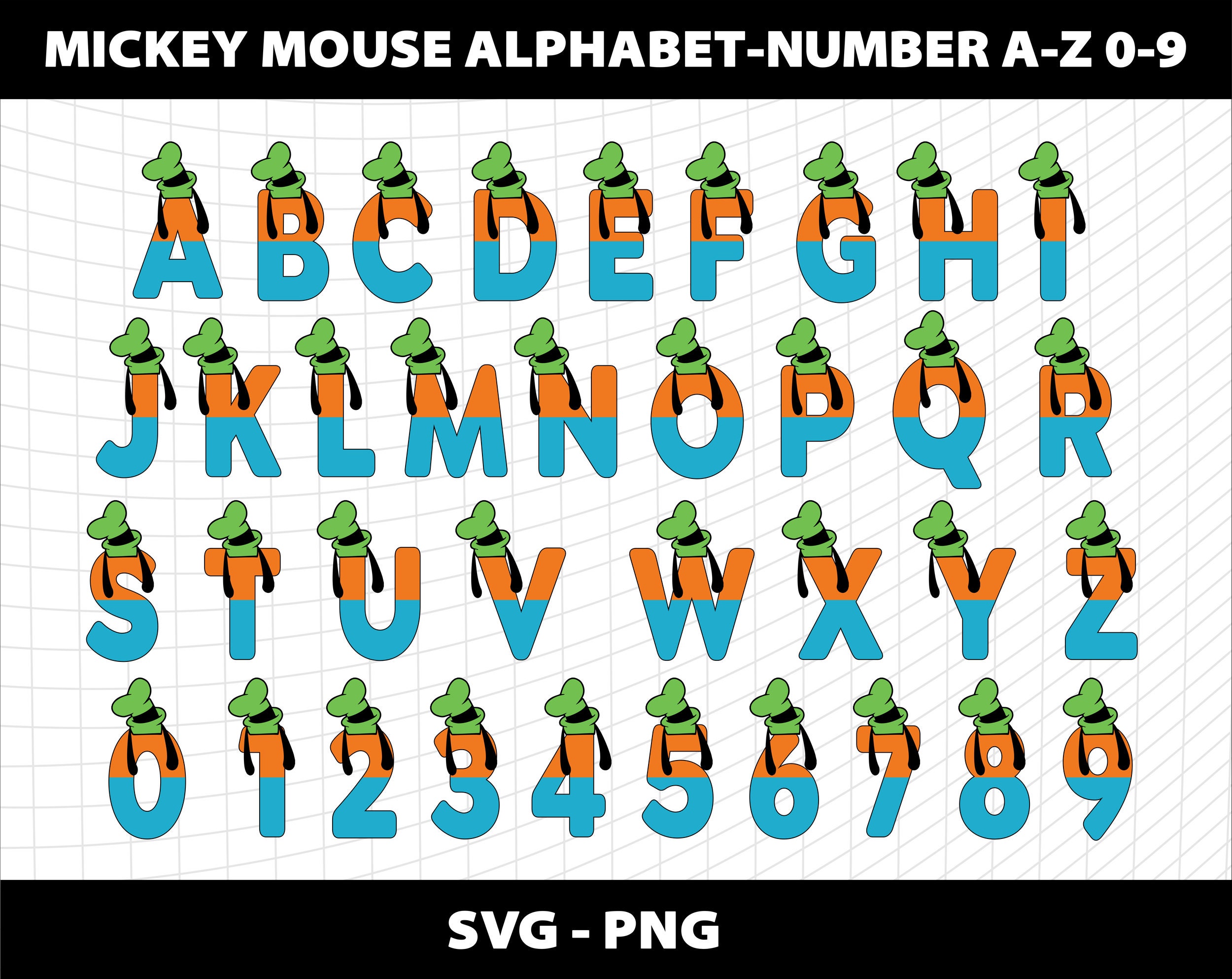 Goofy Svg Alphabet Font Letters Mickey Mouse Birthday 1 2 3 4 5 6 7 8 9 ...