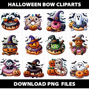 Halloween Christmas Watercolor Clipart Donut PNG Bundle Festive ...